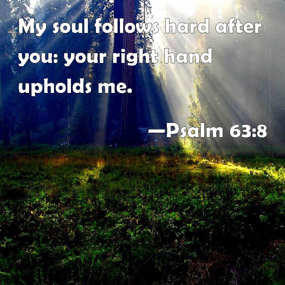 Psalm 63 8 My Soul Follows Hard After You Your Right Hand Upholds Me 