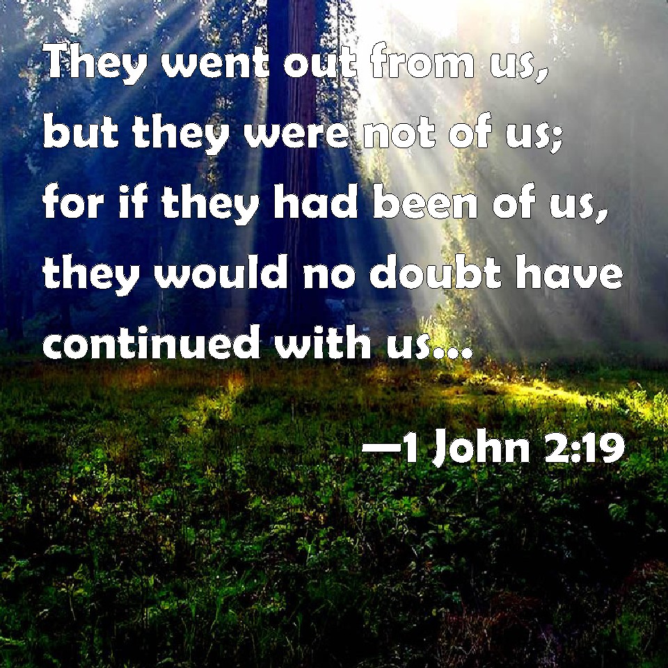 1 John 2 19 They Went Out From Us But They Were Not Of Us For If They