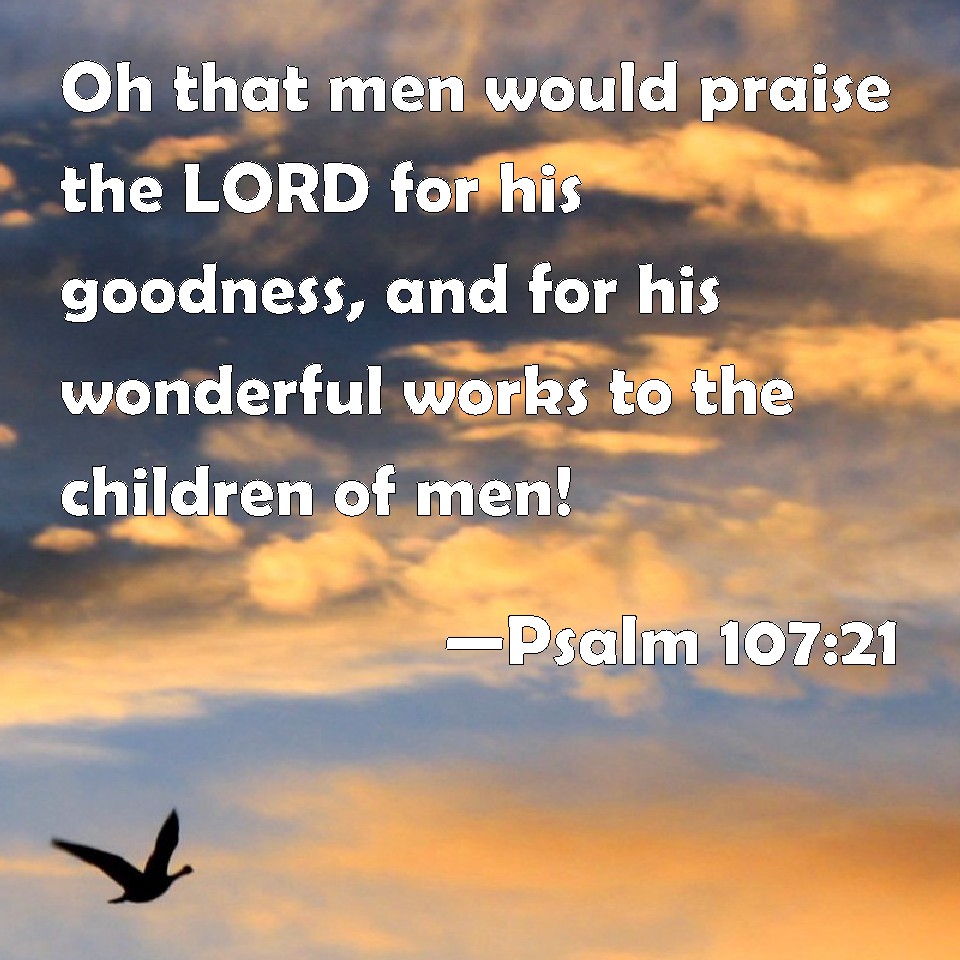 Psalm 107 21 Oh That Men Would Praise The LORD For His Goodness And Psalm 107 21 Oh That Men Would Praise The LORD For His Goodness And