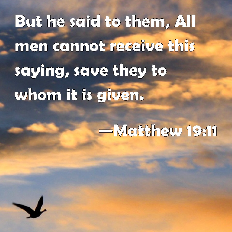 Matthew 19 11 But He Said To Them All Men Cannot Receive This Saying