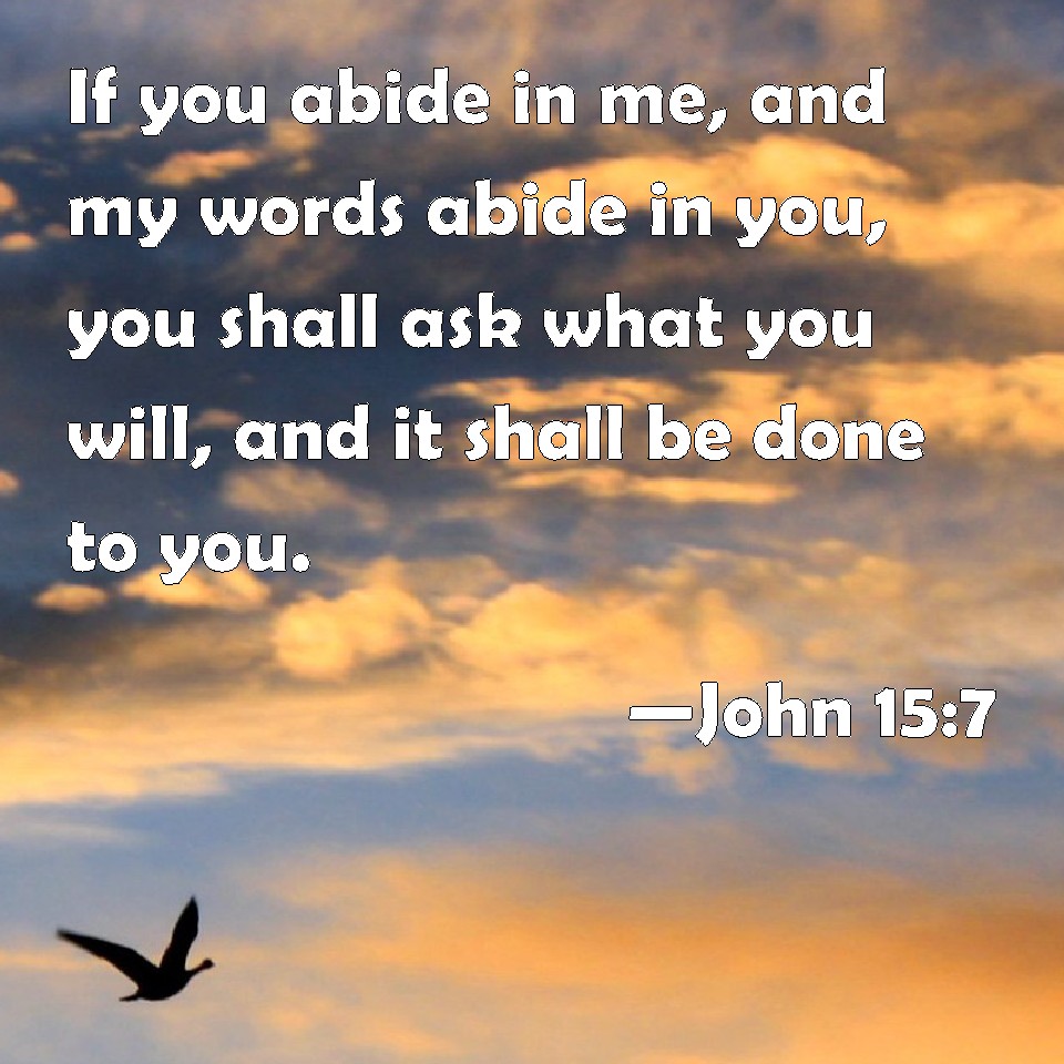 John 15 7 If You Abide In Me And My Words Abide In You You Shall Ask